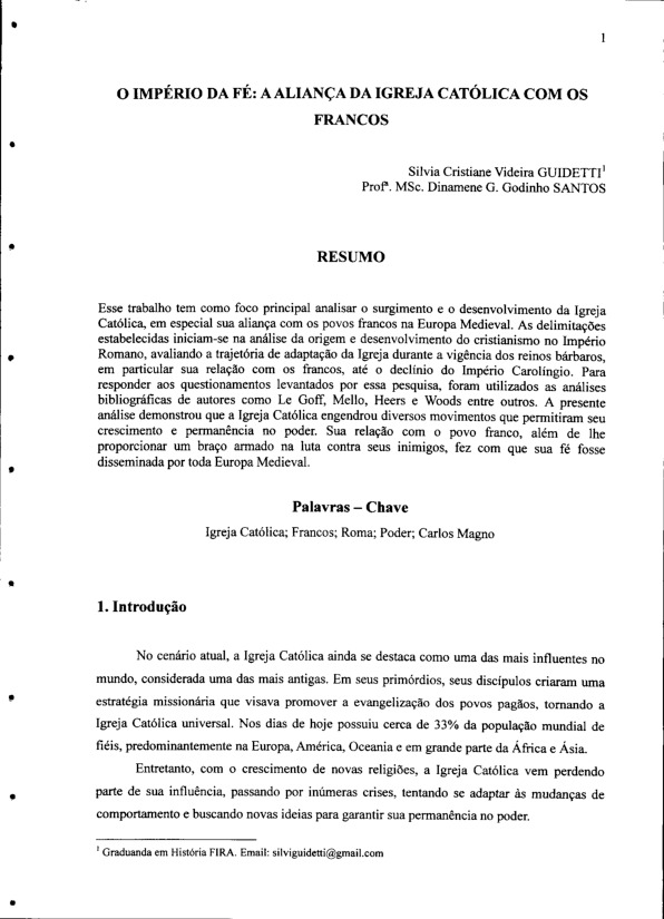 O IMPÉRIO DA FÉ: A ALIANÇA DA IGREJA CATÓLICA COM OS FRANCOS ...